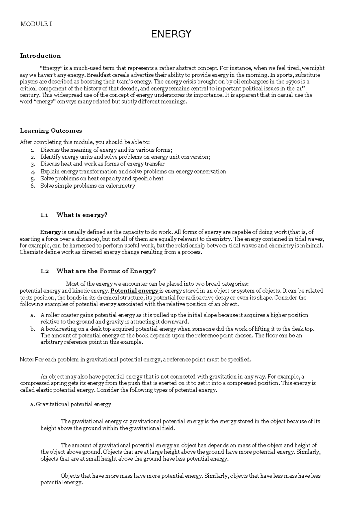 Module-1-Energy - Joelyn Montenegro - MODULE I ENERGY Introduction ...