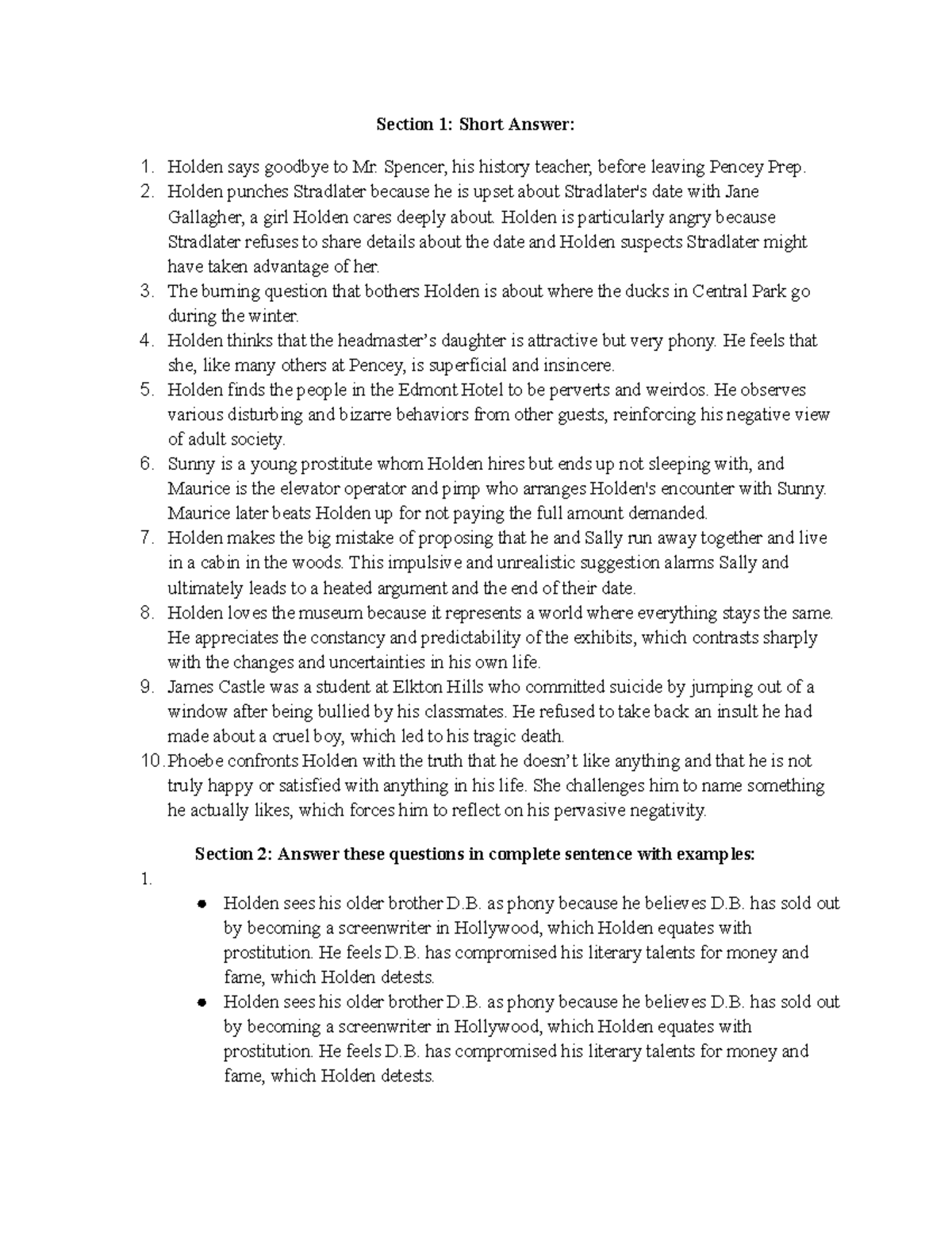 ENG4U - UNIT-4- Evaluation-2- Catcher IN THE RYE TEST - Section 1 ...