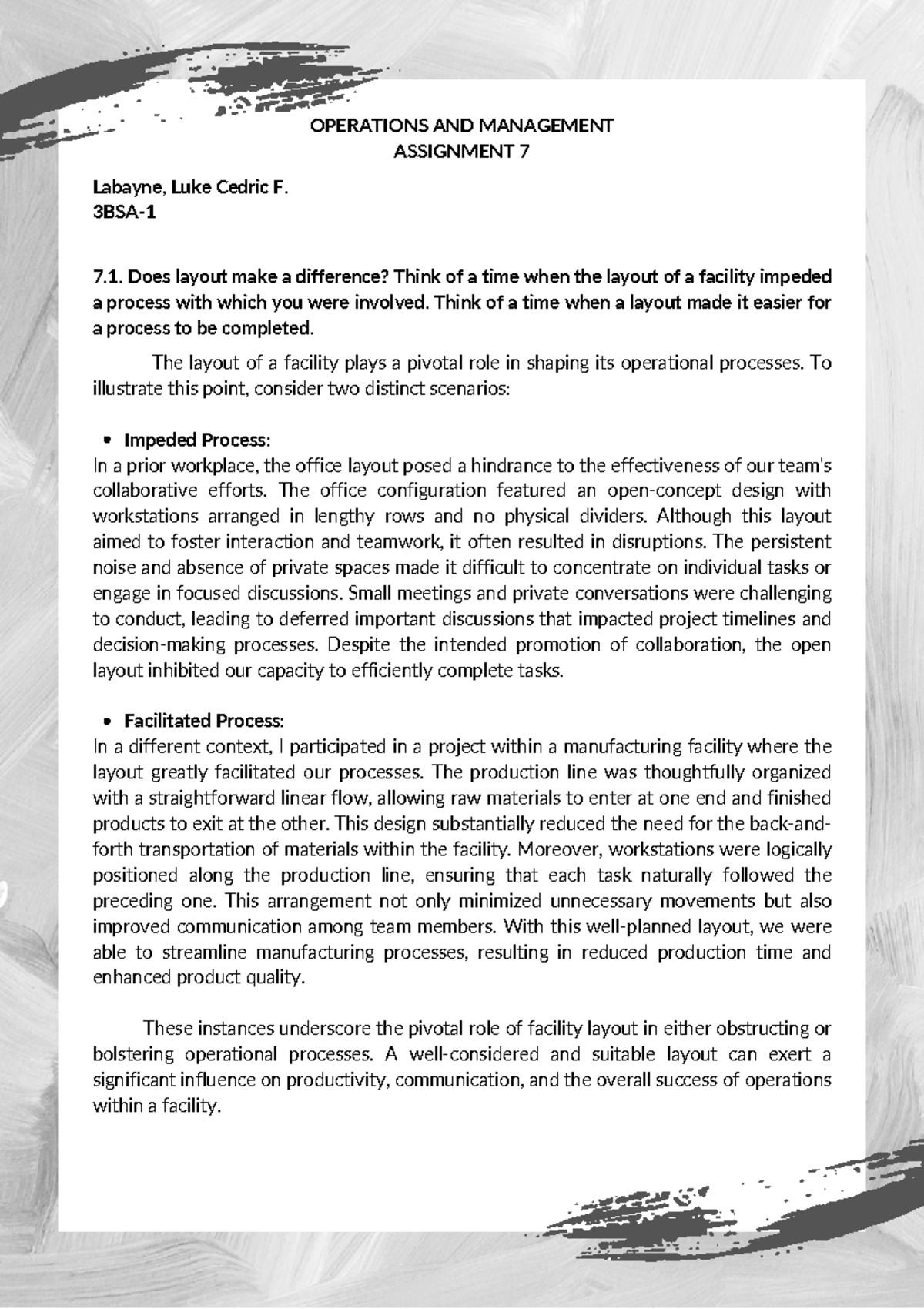 ASS 7 OPERATIONS AND MANAGEMENT - OPERATIONS AND MANAGEMENT ASSIGNMENT ...