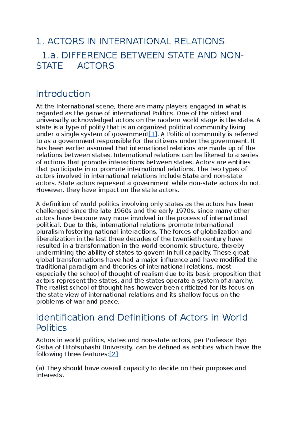 Actors in international relations - 1. ACTORS IN INTERNATIONAL ...