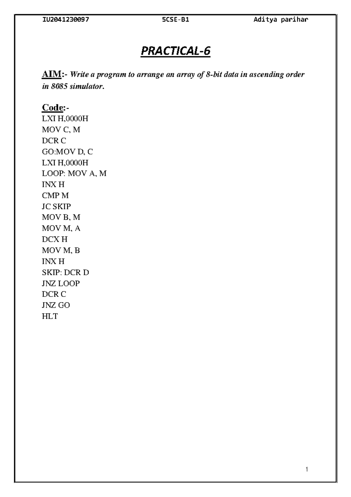 Aditya-Am - advance microprossor - PRACTICAL- AIM:- Write a program to ...