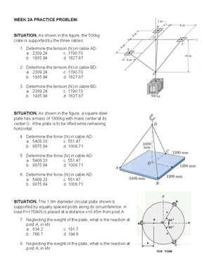 Statics Resultant Forces - PRACTICE PROBLEMS: STATICS Situation: Given ...