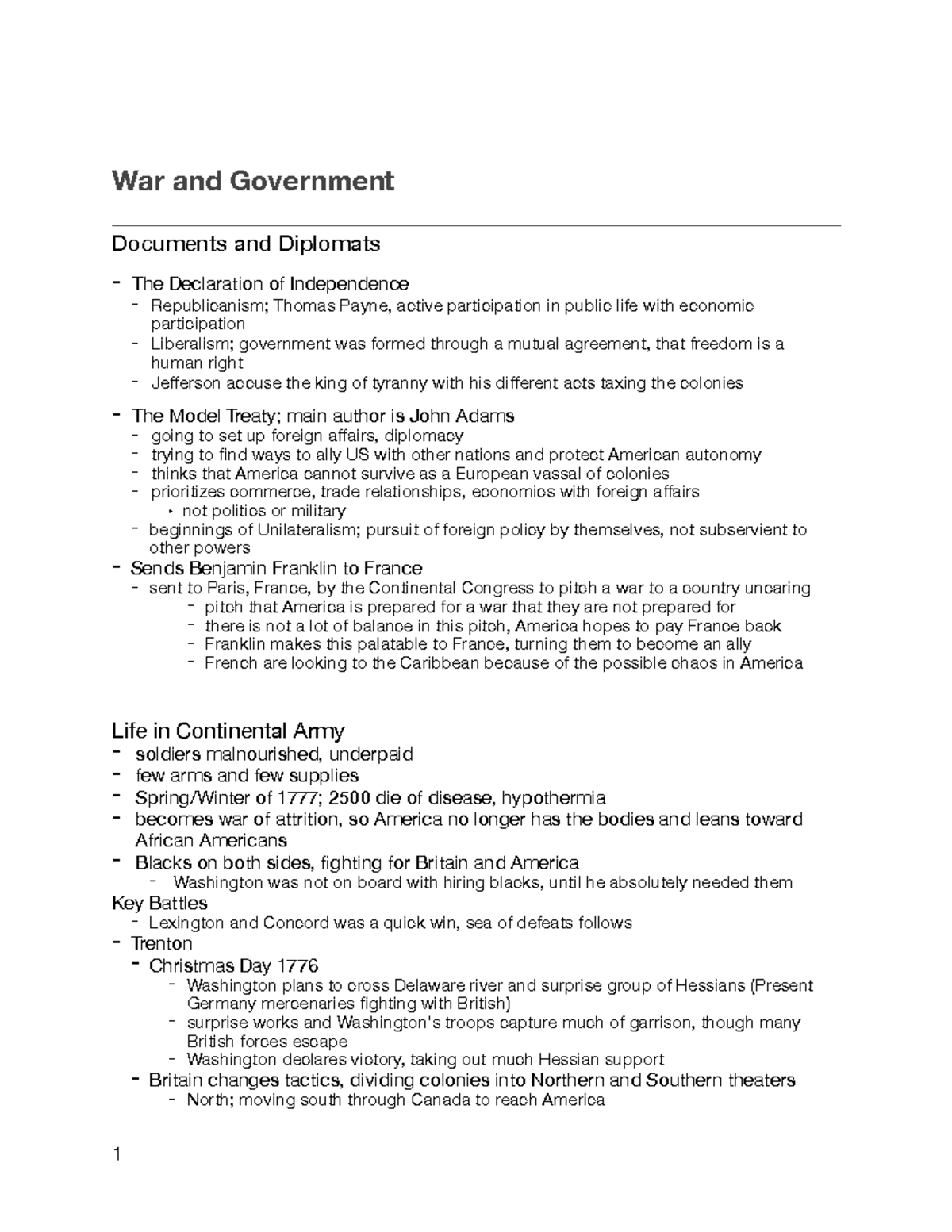 War and Government - War and Government Documents and Diplomats - The ...