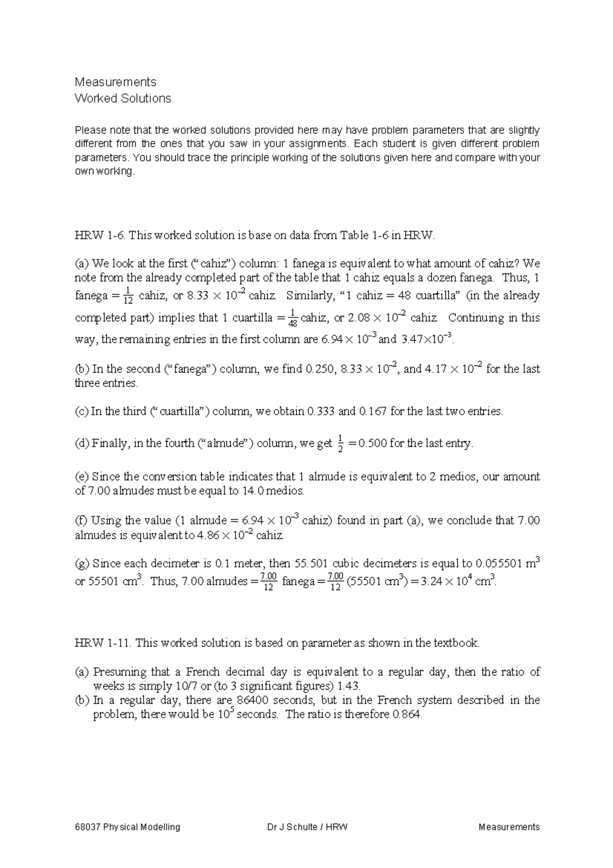 Lecture notes Physical Modelling, lecture week 2 - 68037 Physical ...