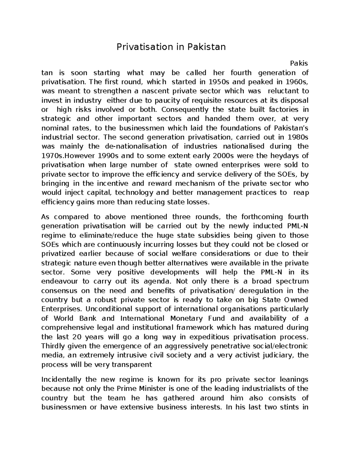 Privatisation in Pakistan - Privatisation in Pakistan Pakis tan is soon ...
