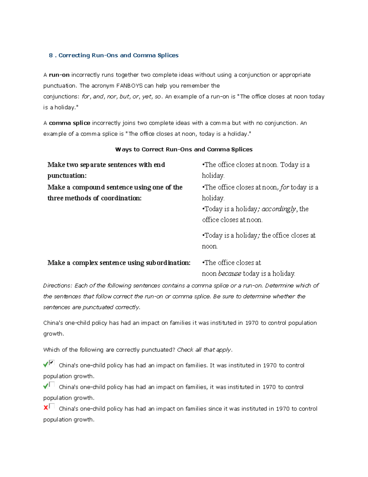 Assignment-7 - Mindtap assignment - Correcting Run-Ons and Comma ...
