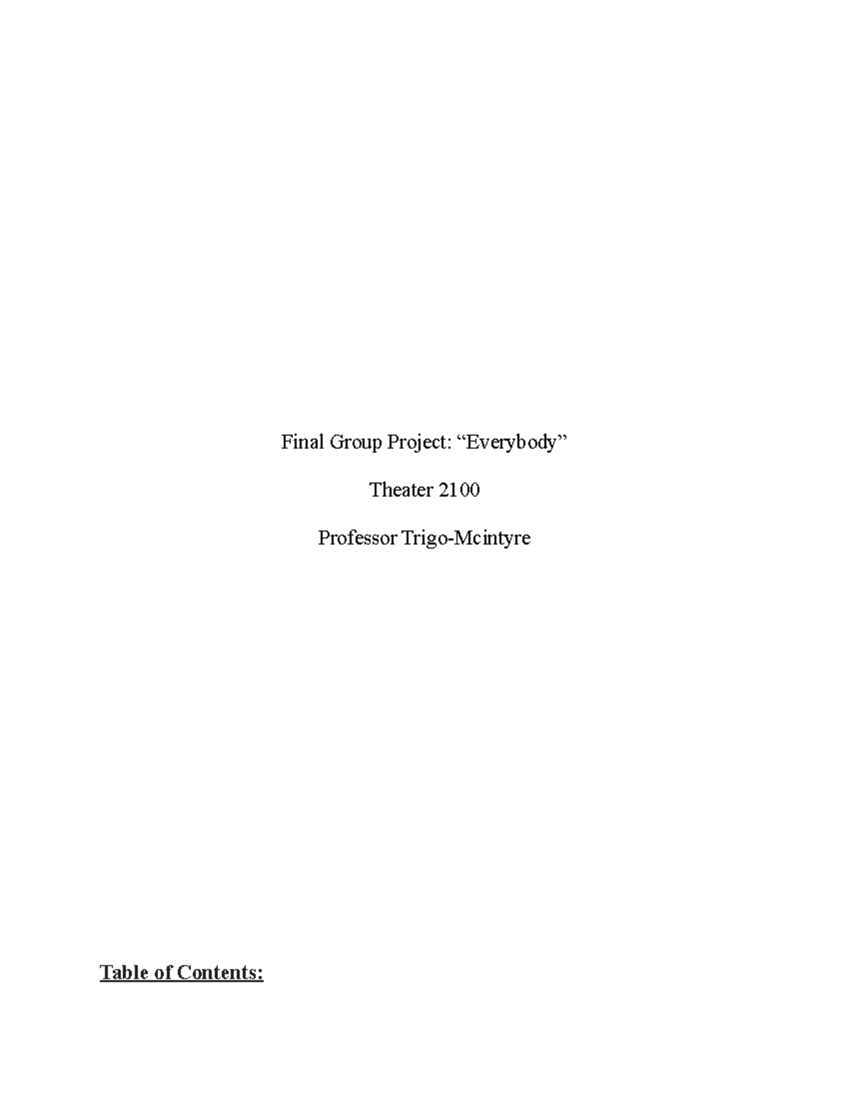 Final Group Project - This is because in modern times most people meet ...