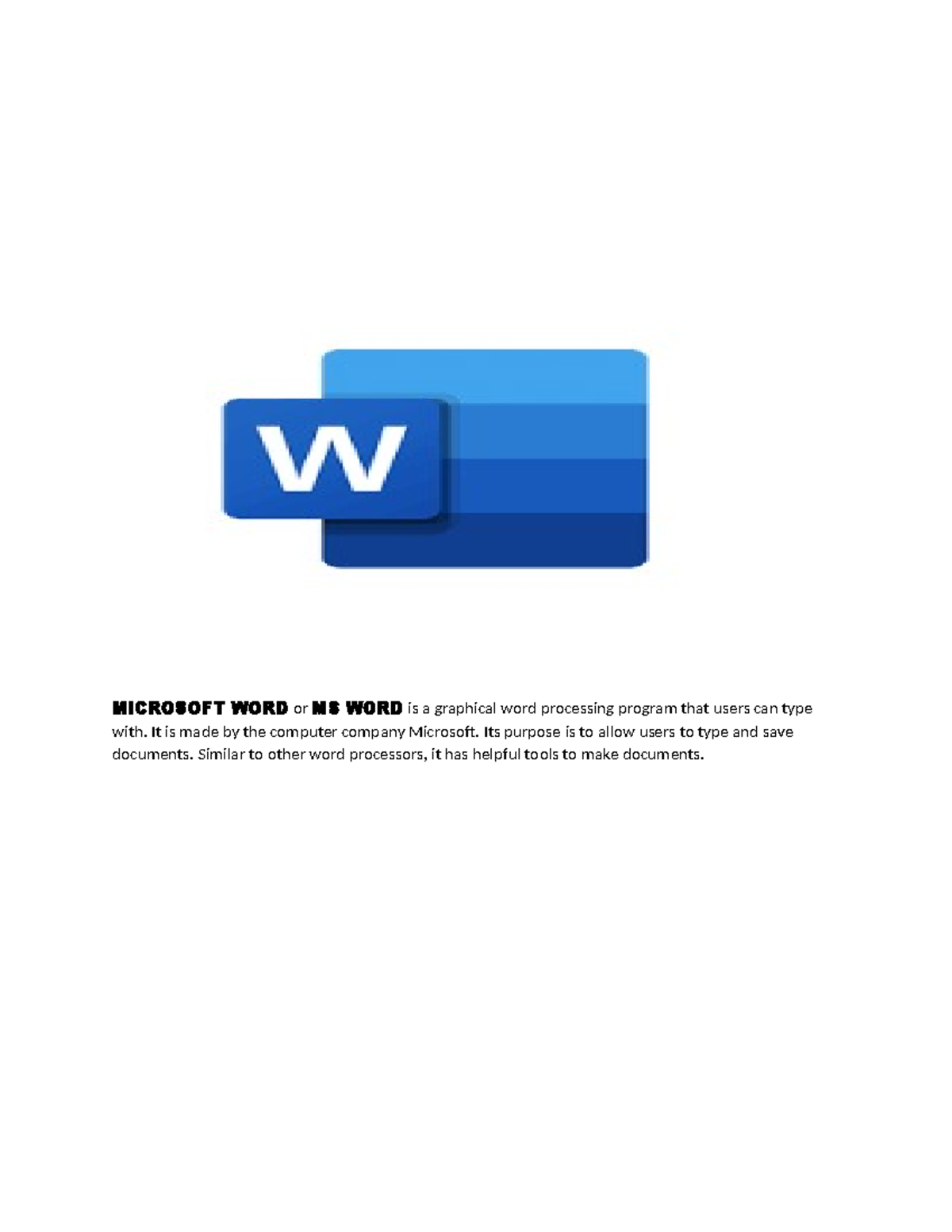 WORD AND REFLETION - Learning Strand 4 - MICROSOFT WORD or MS WORD is a ...