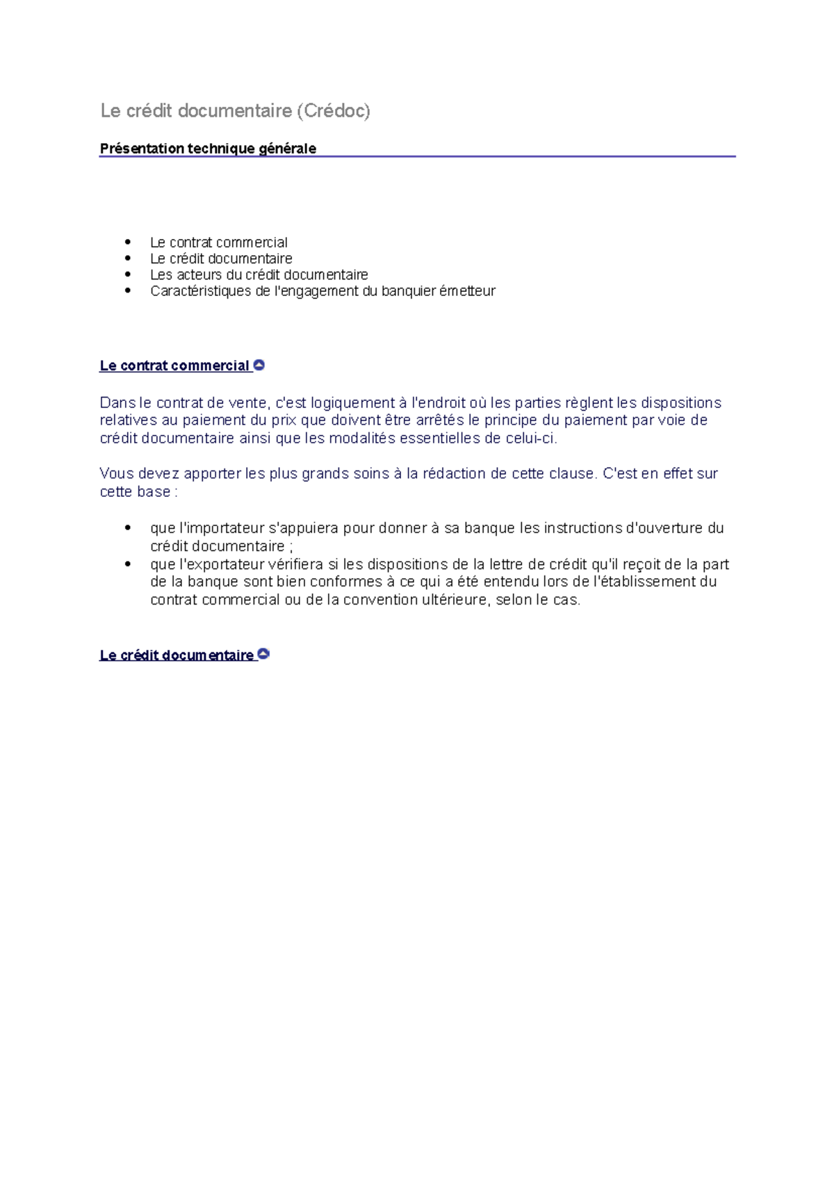 Documentation Credoc - Le crédit documentaire (Crédoc) Présentation ...