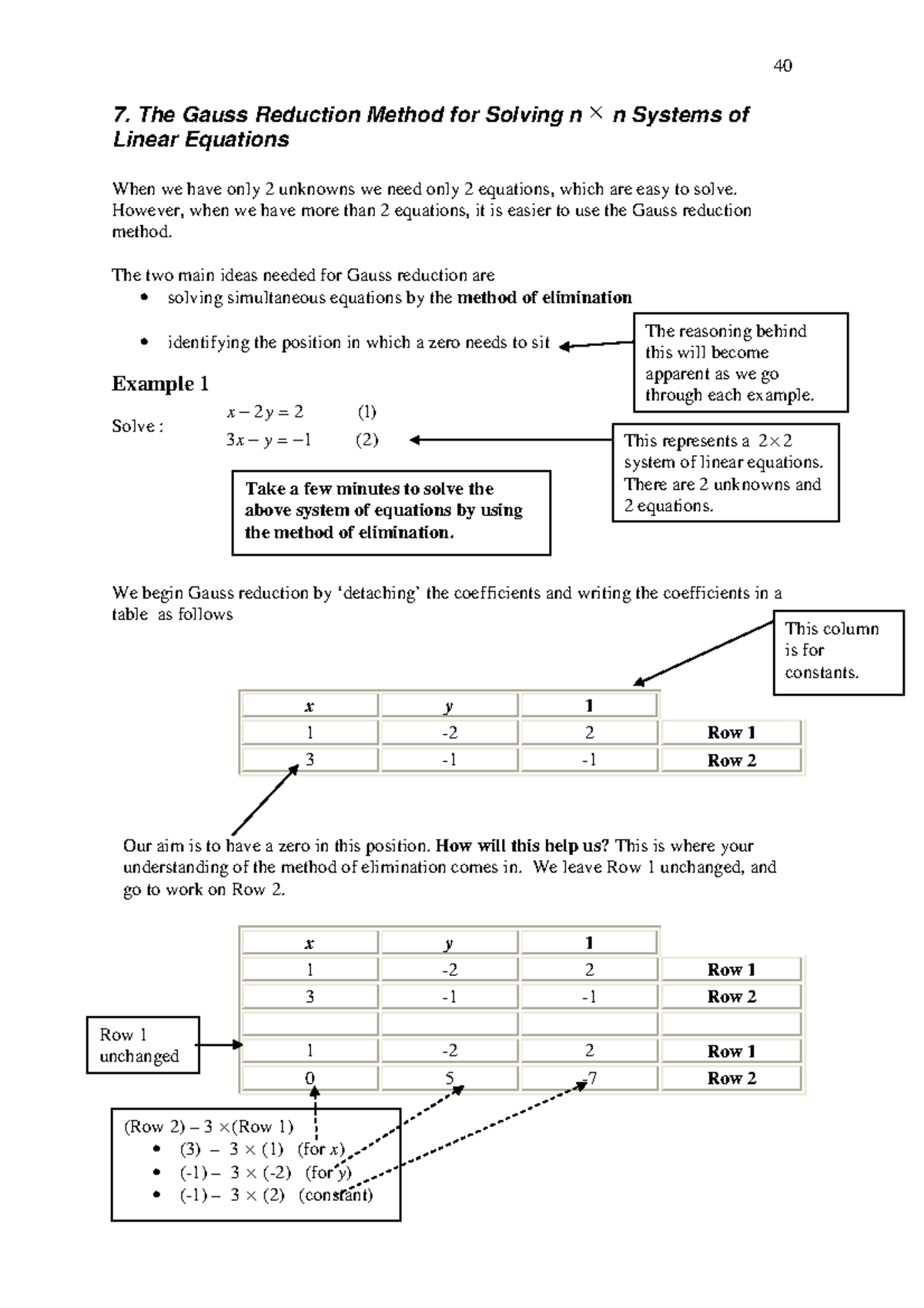Chapter 7 Gauss Reduction - 7. The Gauss Reduction Method for Solving n ...