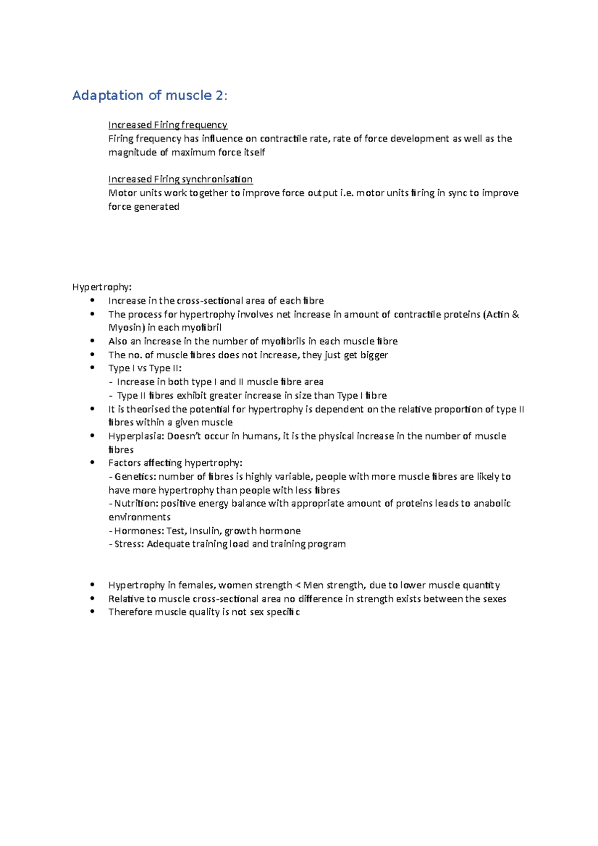 SSEH1103-Adaptation Of Muscle Lecture 2 - Adaptation of muscle 2 ...