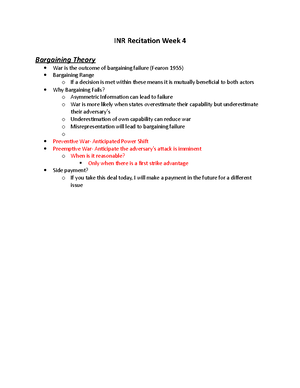INR Recitation Week 2 - Notes - INR Recitation Week 2 Theory- “A ...