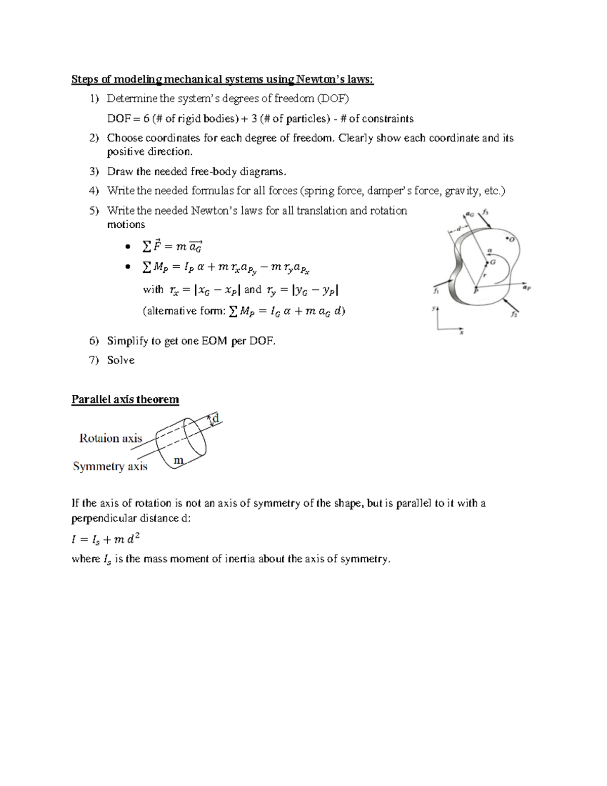Steps of Modeling mechanical systems - Clearly show each coordinate and ...