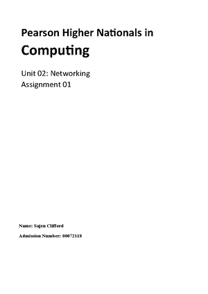 Unit 02 Networking Reworded 2021 - Higher Nationals Internal verification of assessment ...