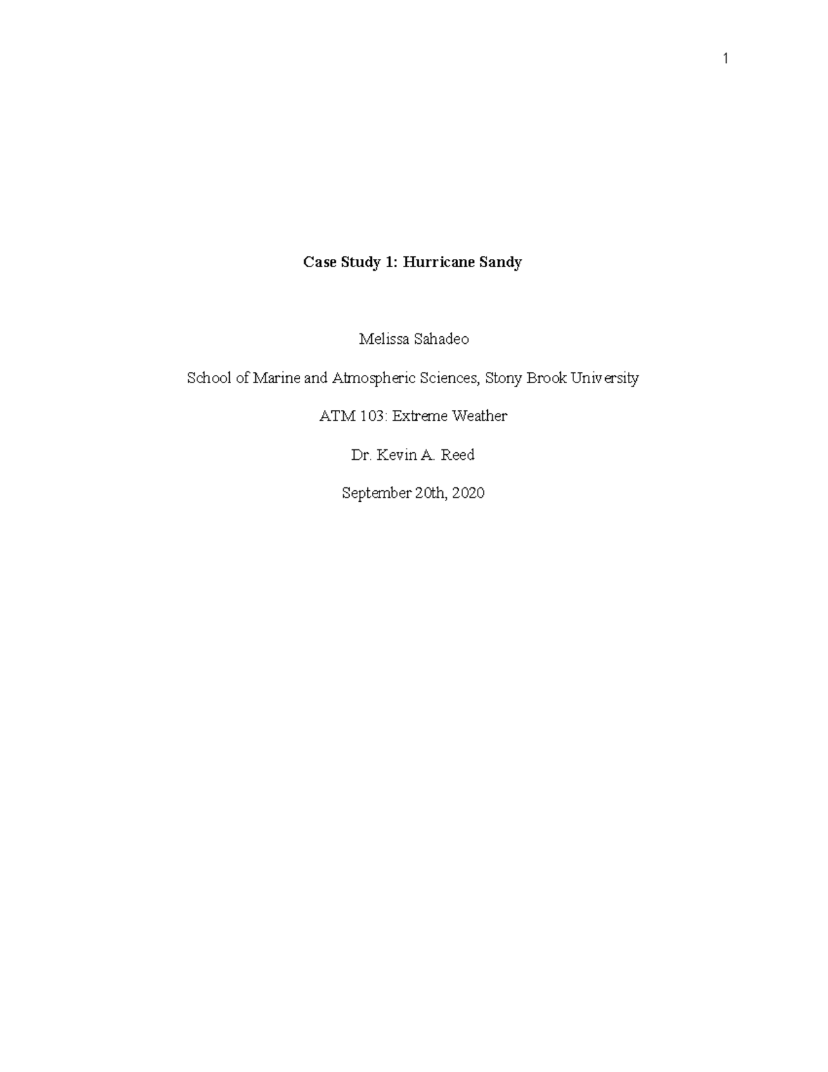 ATM 103 Case Study Final Draft - Case Study 1: Hurricane Sandy Melissa ...
