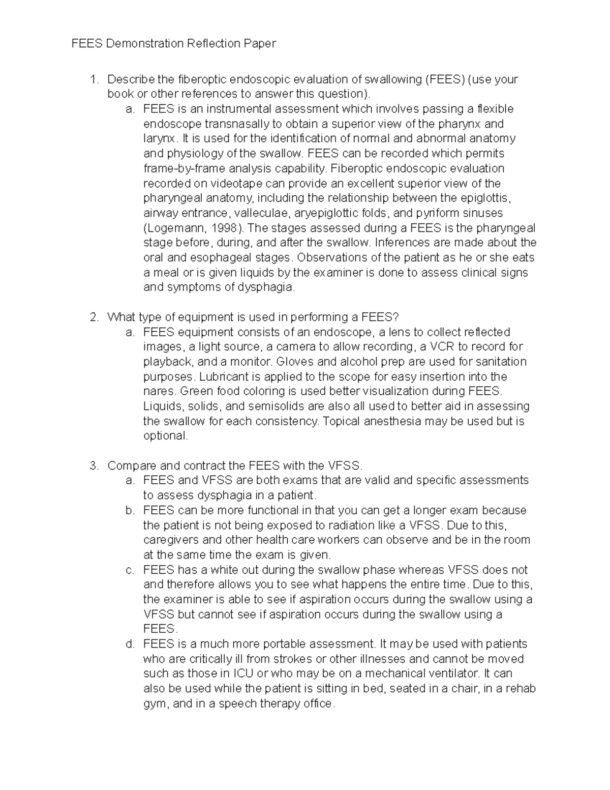 Assignment FEES Reflection Paper - FEES Demonstration Reflection Paper ...