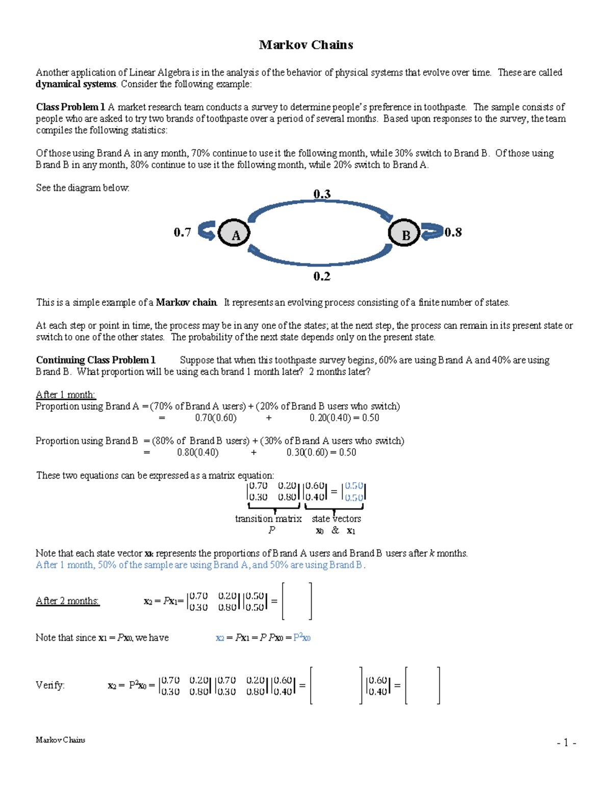 19 Markov Chains-2 - good - Markov Chains Markov Chains Another ...