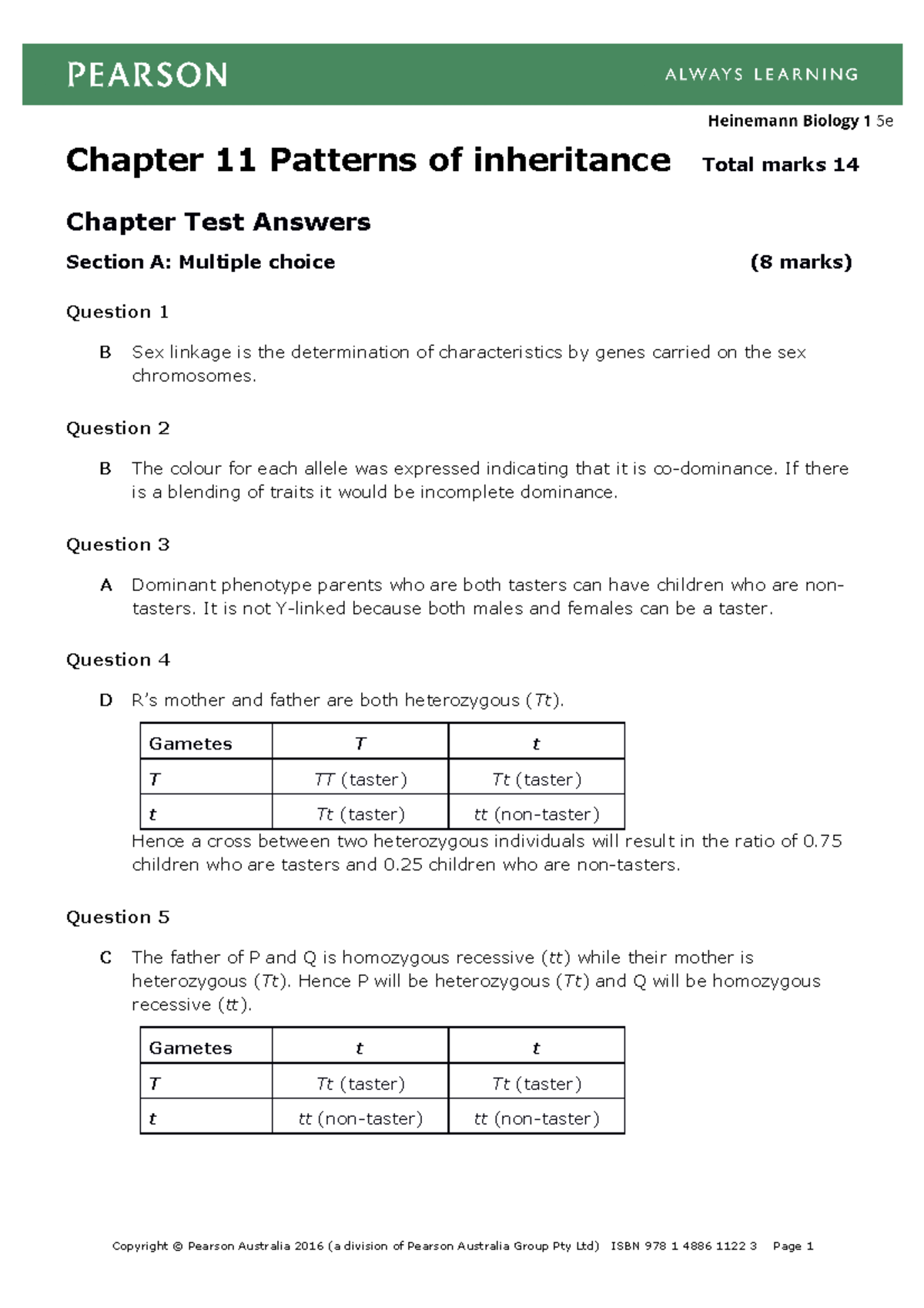 CH11%20Practice%20Test%20Answers - Chapter 11 Patterns of inheritance ...