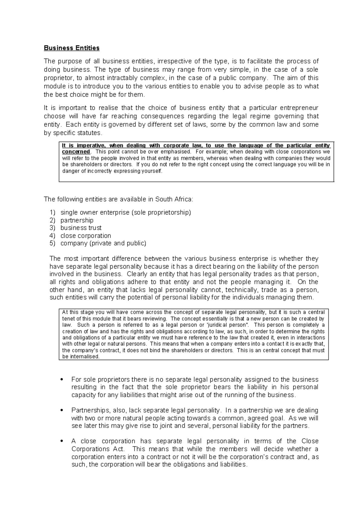 Business Entities Introduction and Sole Proprietors - Business Entities ...