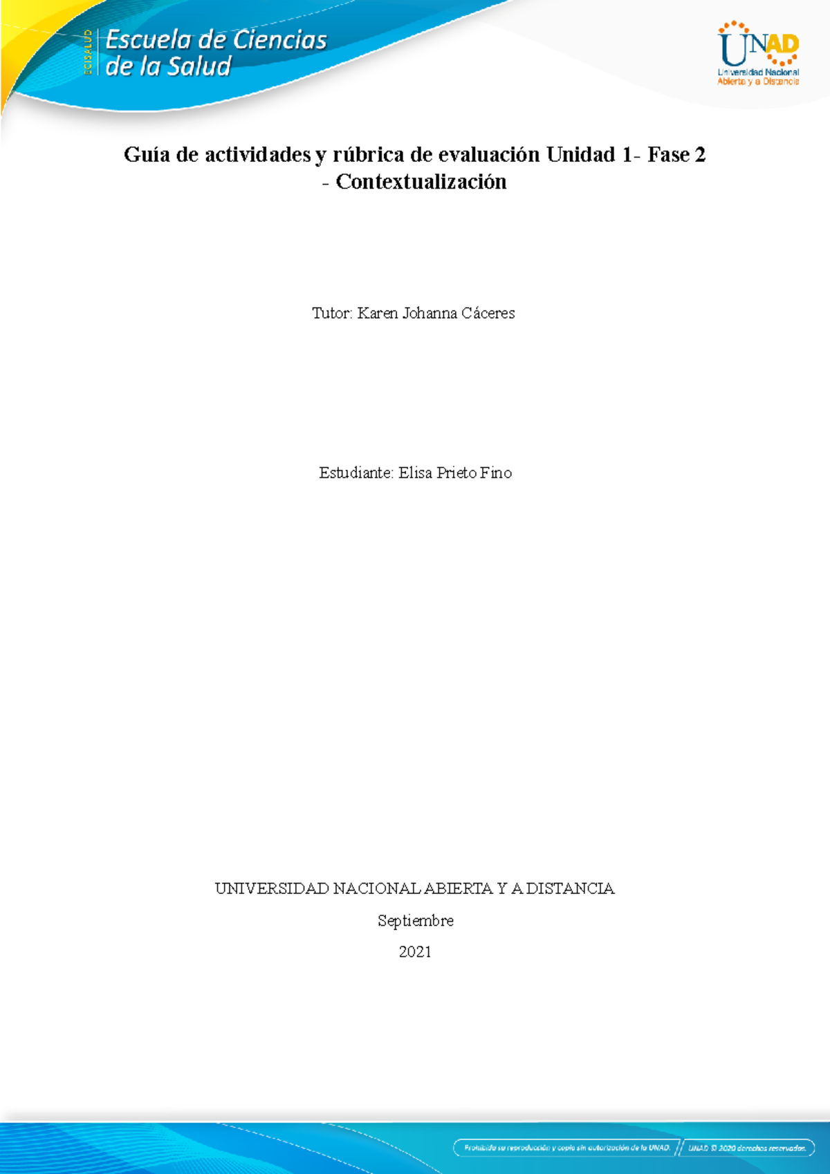 Elisa Prieto trabajo corregido - Guía de actividades y rúbrica de ...