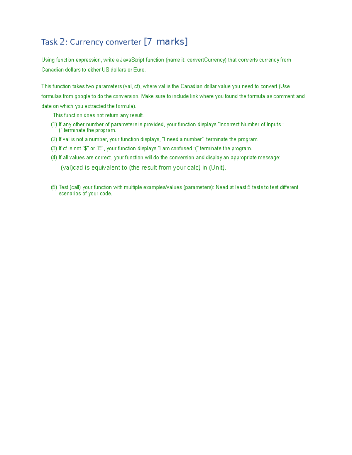 A1 - WEB practice questions - Task 2 : Currency converter [7 marks ...