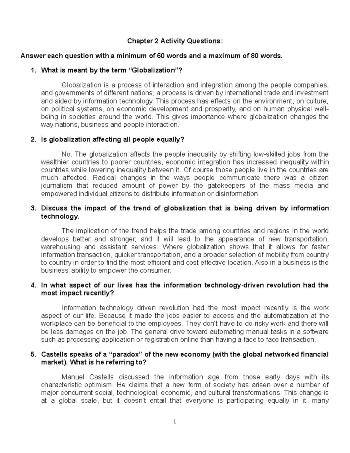 Exercise 2 - Essay - Chapter 2 Activity Questions: Answer each question ...