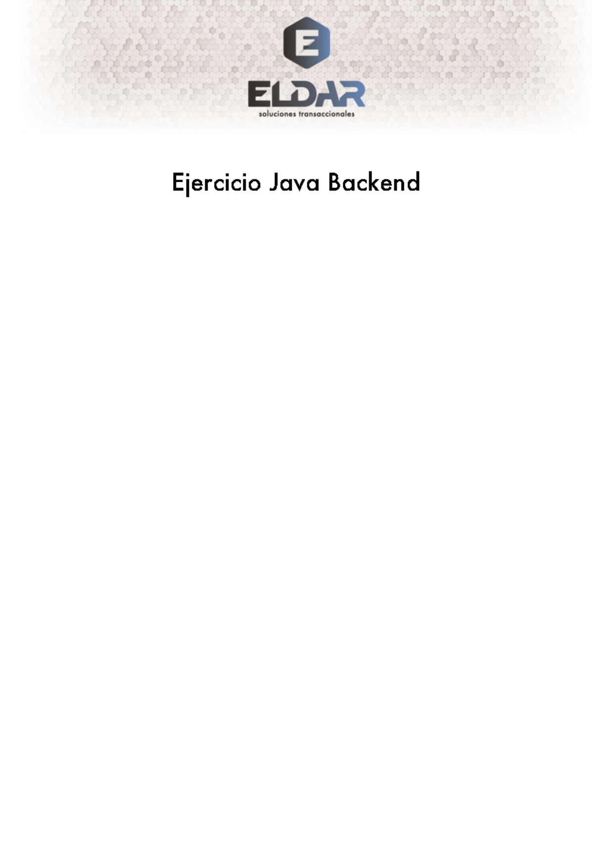 Ejercicio Java Backend - Ejercicio Java Backend Java Backend ...