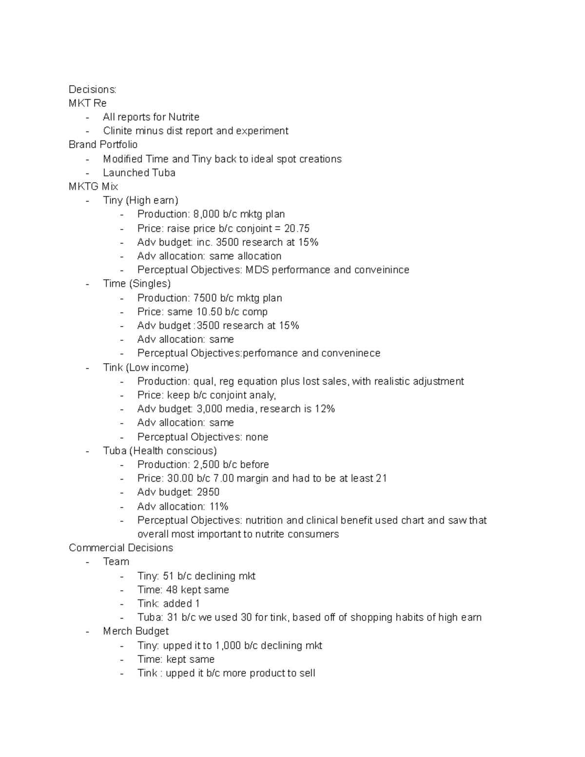R6 - These are round notes from the marketing strategy assimilation ...