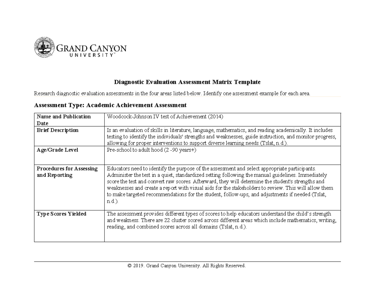 SPD-320 T6-Diagnostic Evaluation Assessment Matrix Template ...