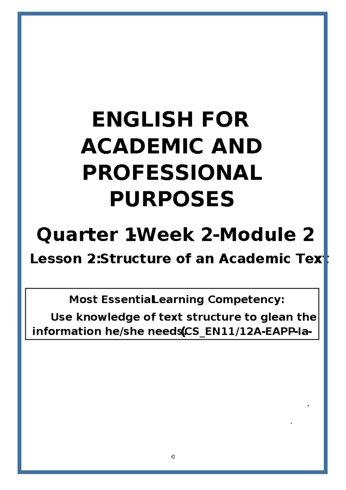 500621570 EAPP Q1 W2 Mod2 - ENGLISH FOR ACADEMIC AND PROFESSIONAL PURPOSES Quarter 1-Week 2 ...