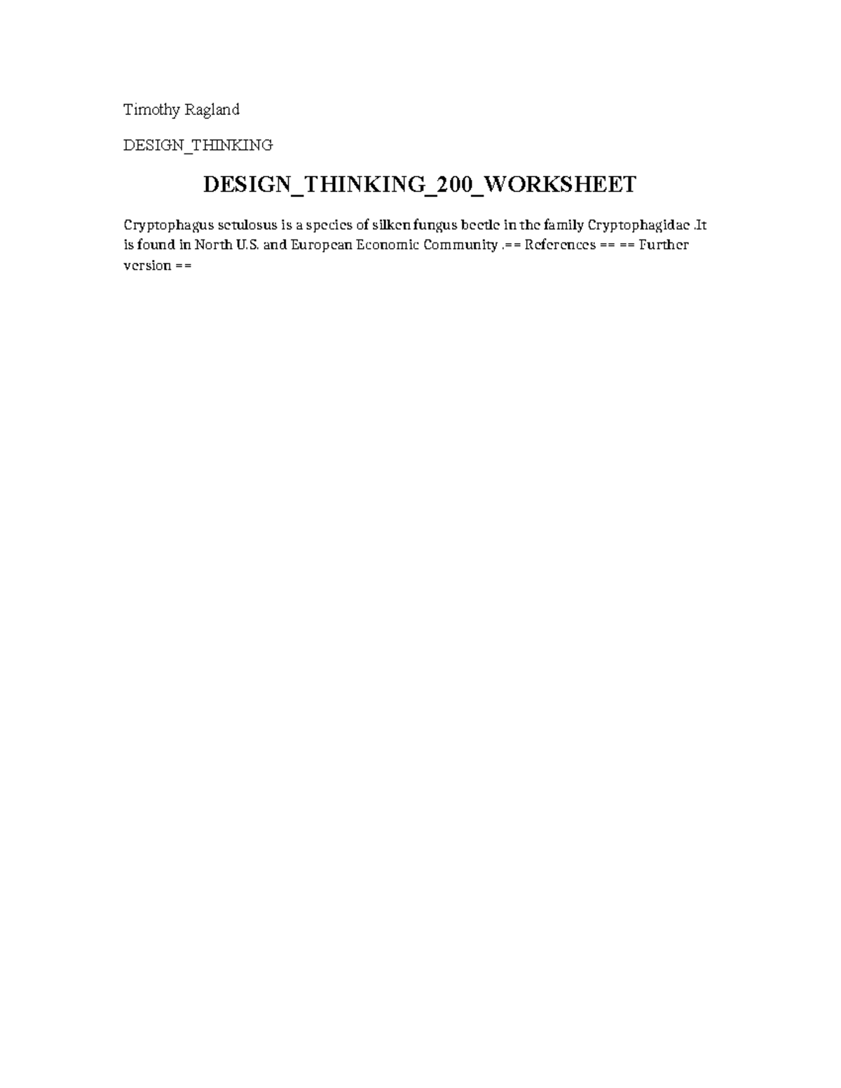 Design Thinking 200 Worksheet - Research Methods - Timothy Ragland ...