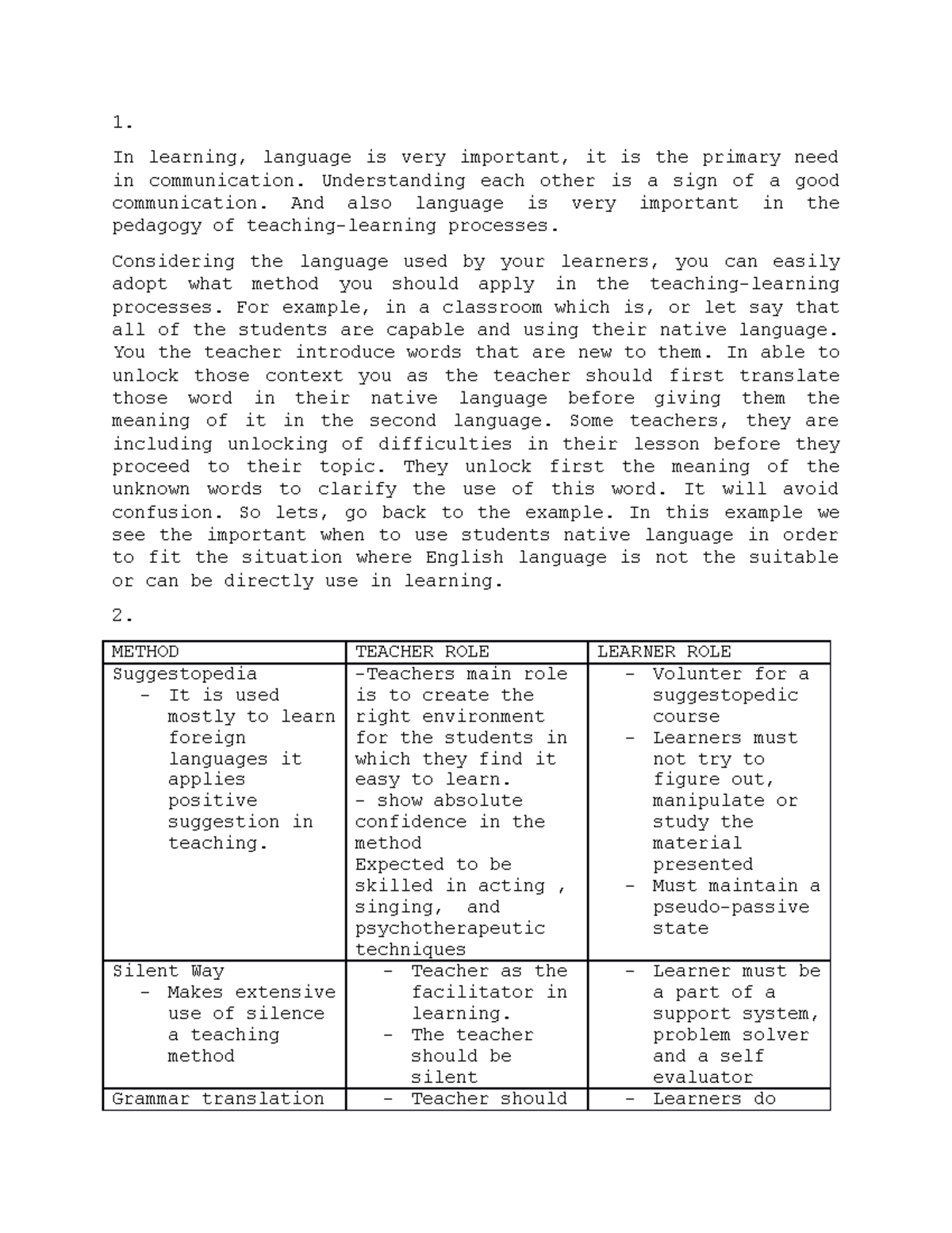 In learning - 1. In learning, language is very important, it is the ...