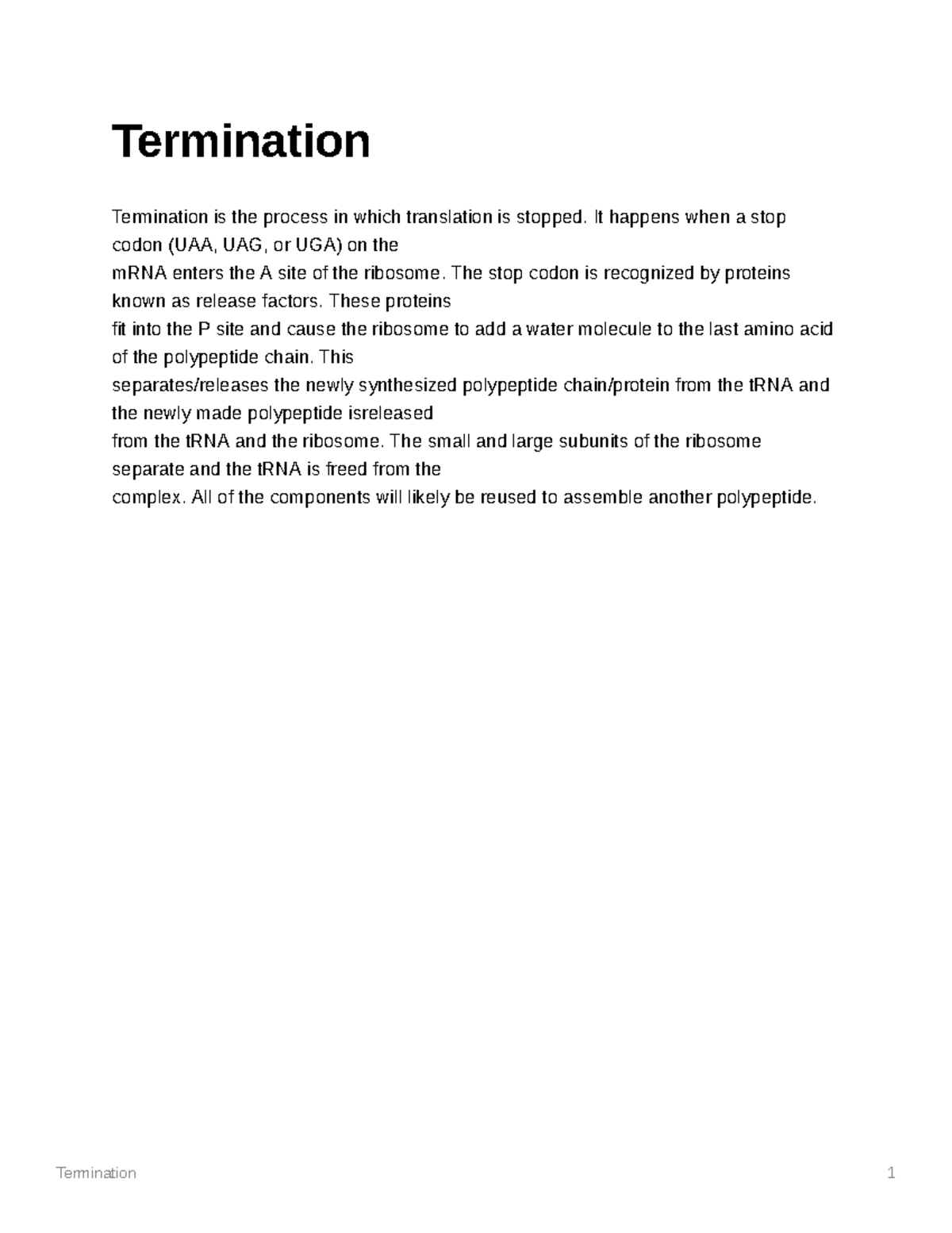 Termination - In class notes - Termination 1 Termination Termination is ...