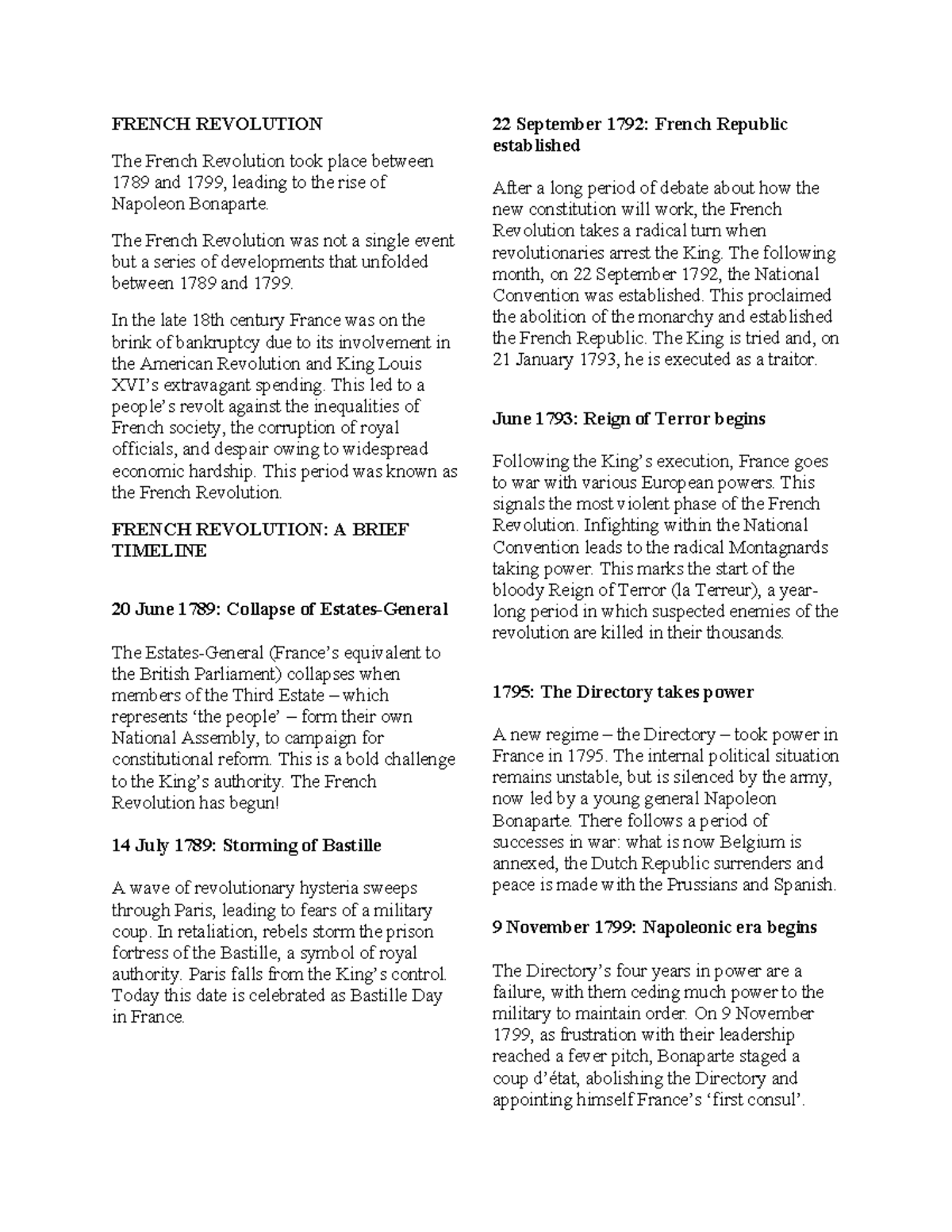 French Revolution - The French Revolution was not a single event but a ...