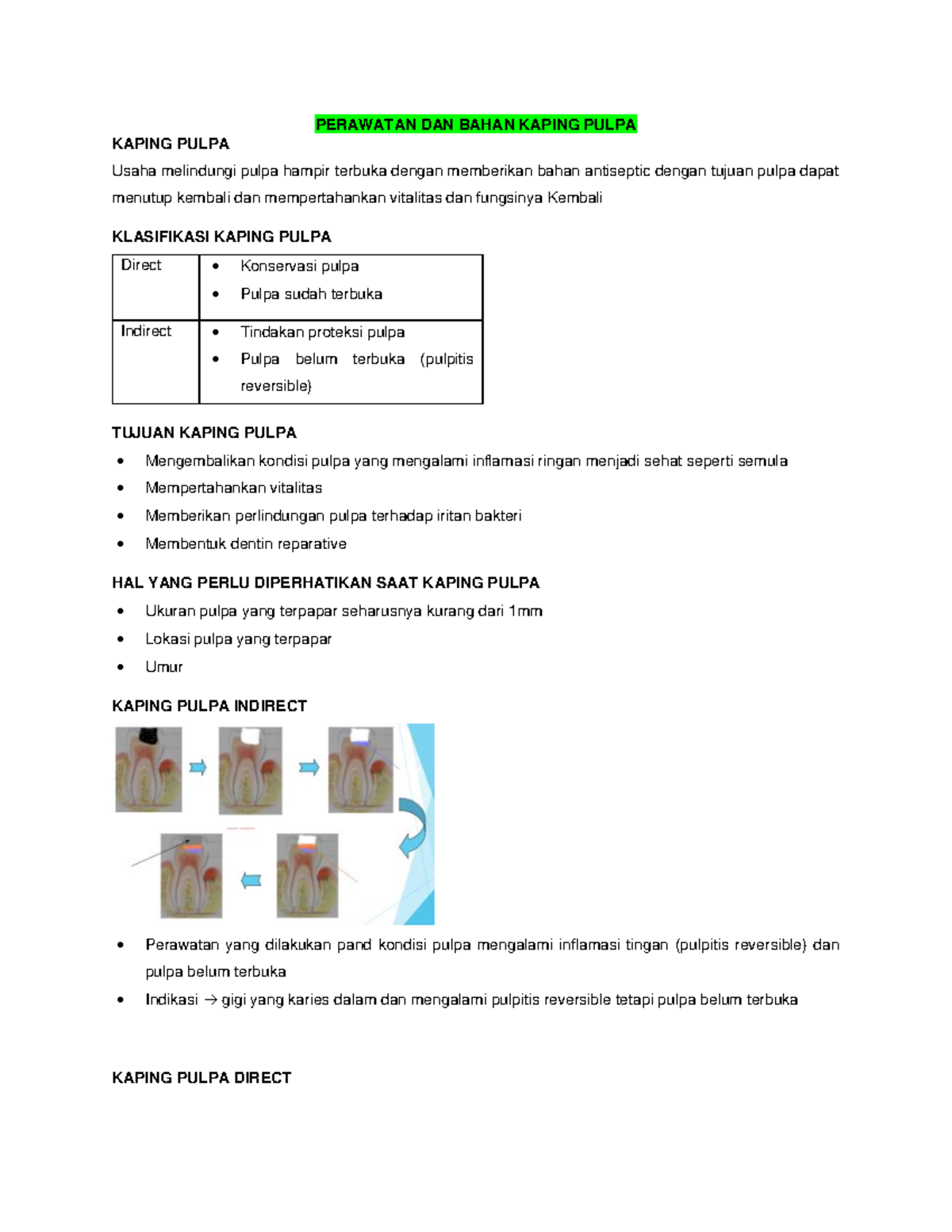 Perawatan dan Bahan Kaping Pulpa - PERAWATAN DAN BAHAN KAPING PULPA ...