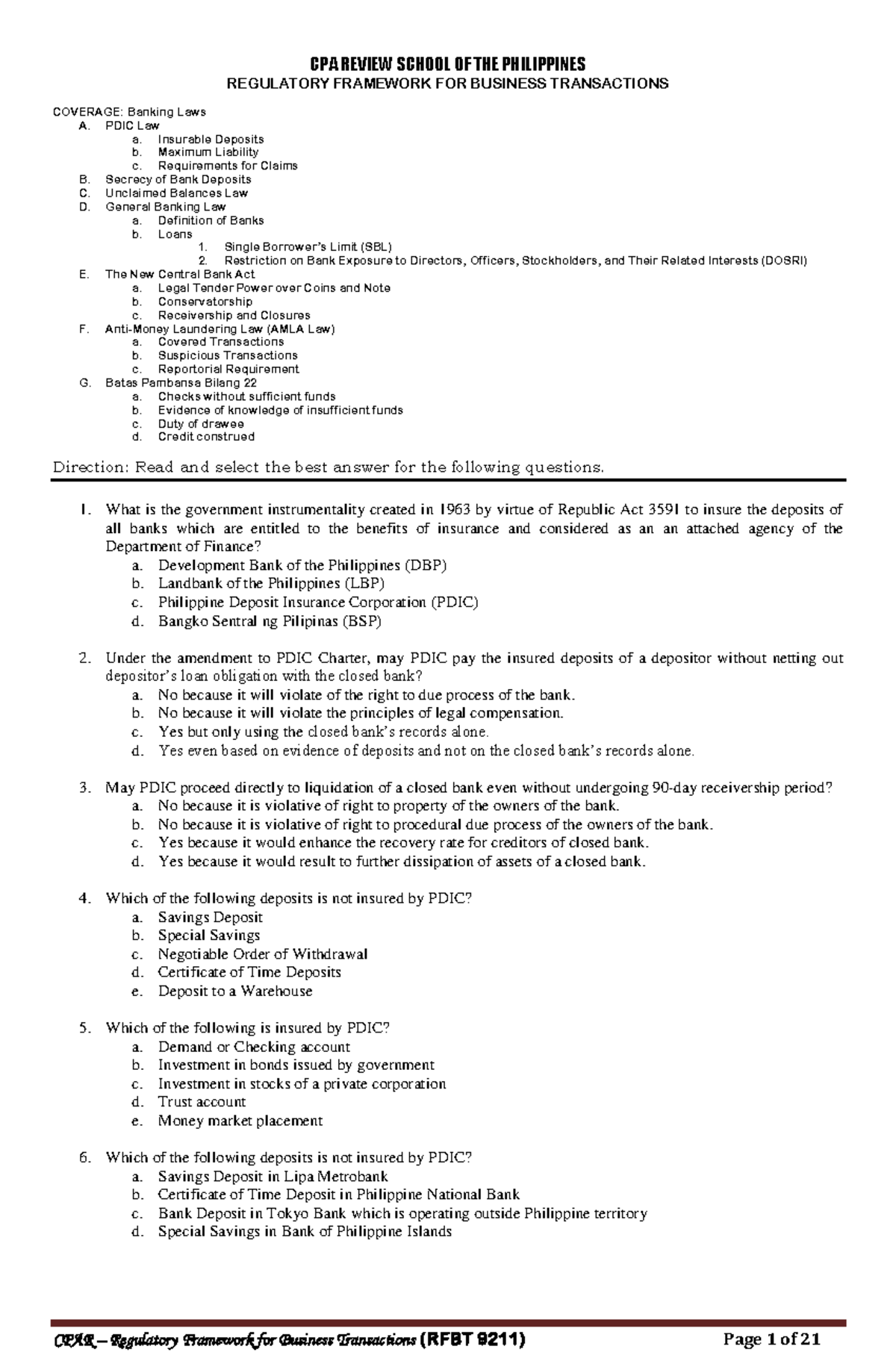 BP22 - Banking Laws (Anti-bouncing) - CPA REVIEW SCHOOL OF THE ...