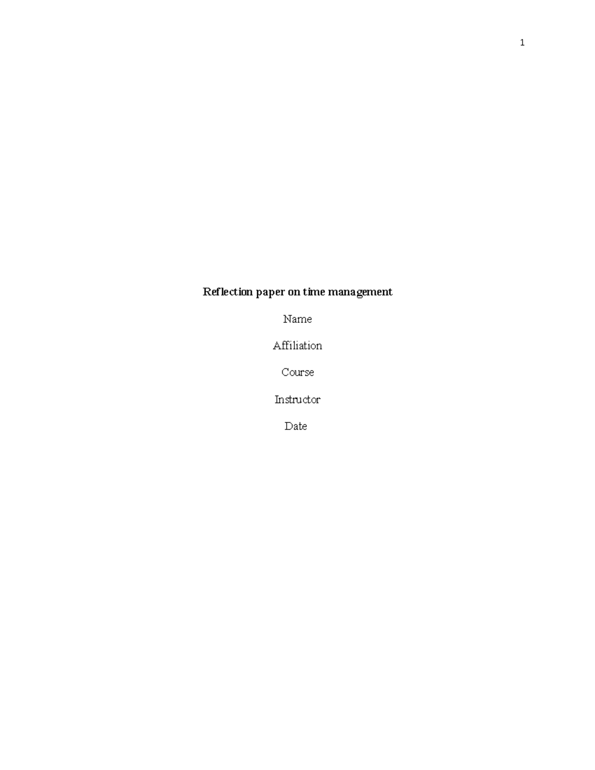 Reflection paper on time management - Reflection paper on time ...