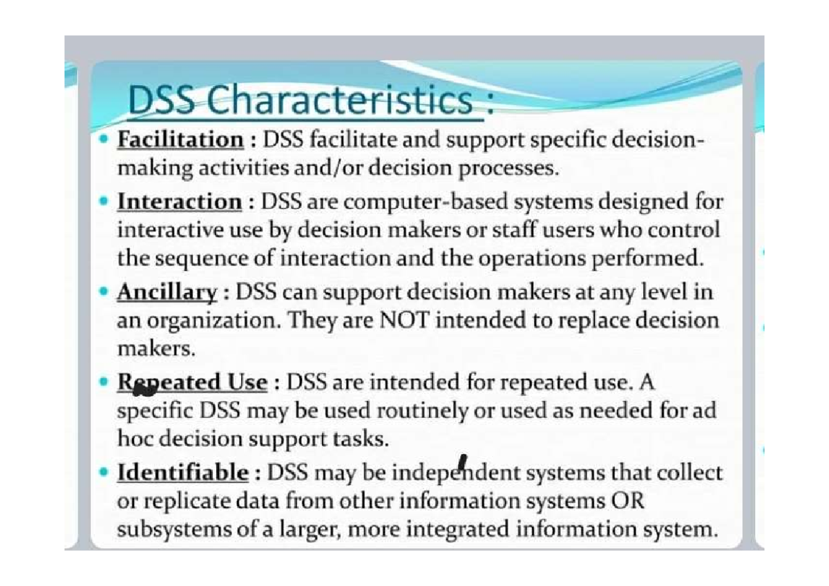 M - M.I.S lecture notes - Facilitation : DSS facilitate and support ...