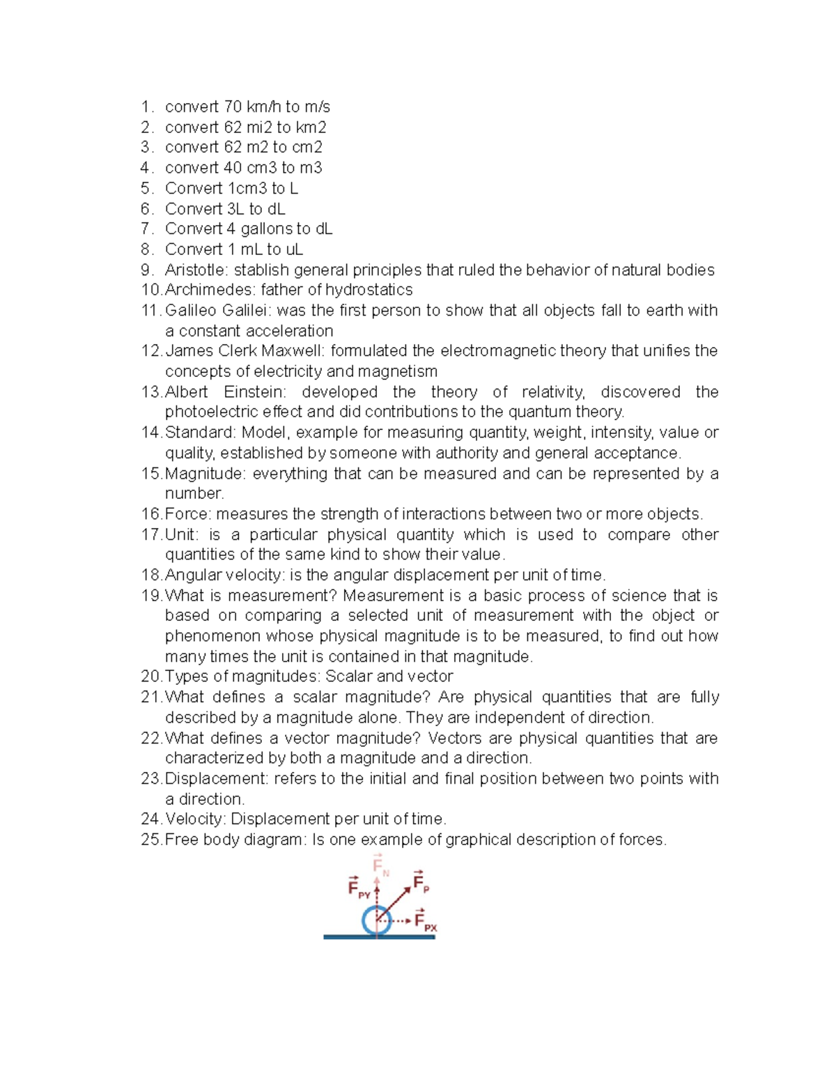 Guide+for+final+test+matter+and+energy - convert 70 km/h to m/s convert ...