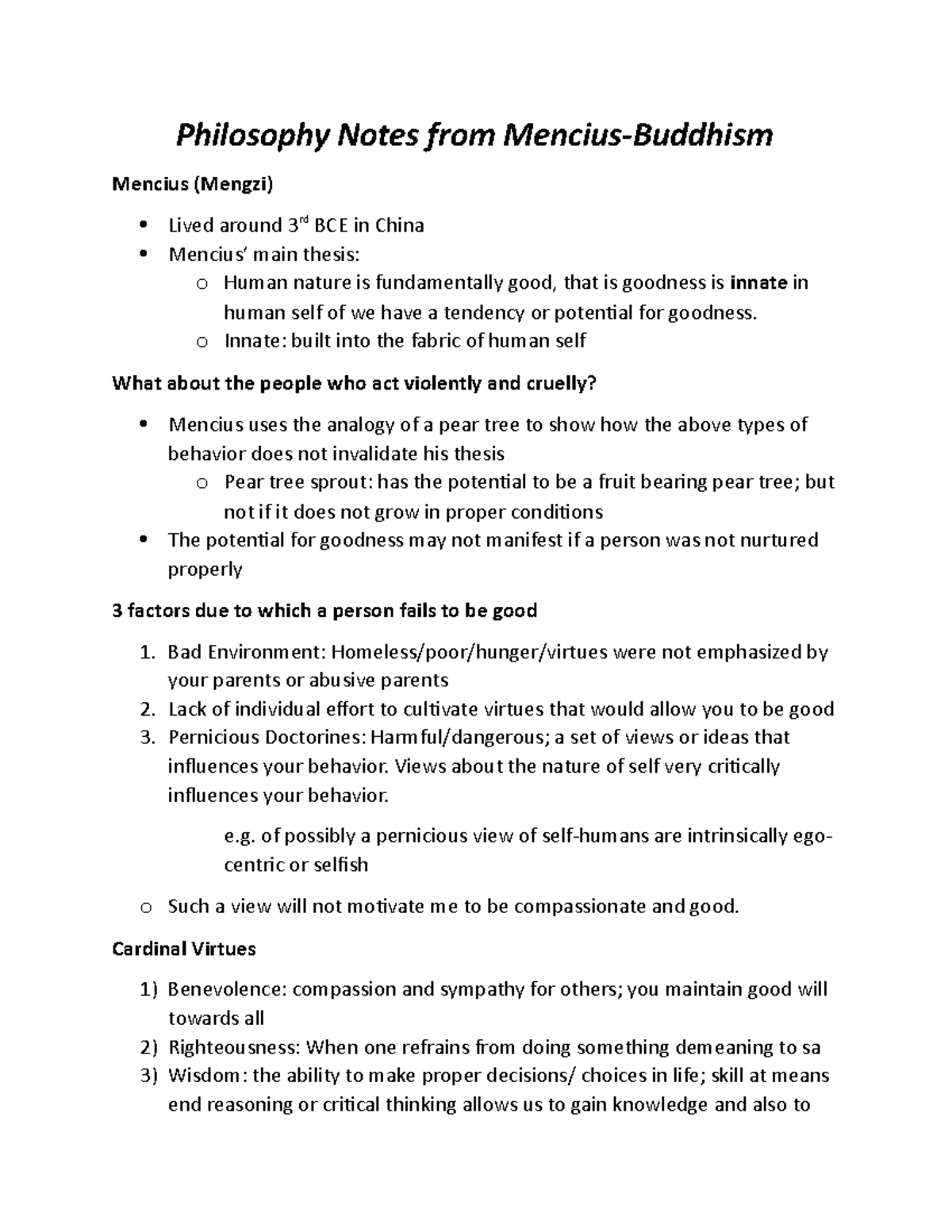 Philosophy Notes from Mencius - Philosophy Notes from Mencius-Buddhism ...