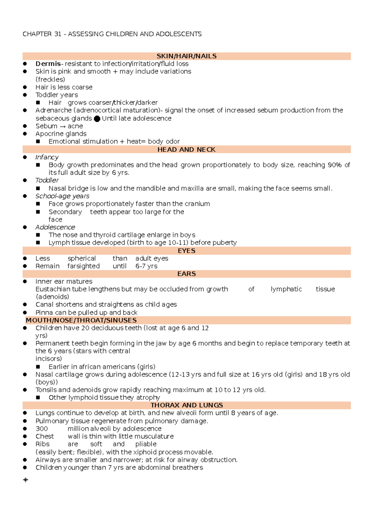 HA- Chapter 31 - HA- assessing Children and Adolescents - SKIN/HAIR ...