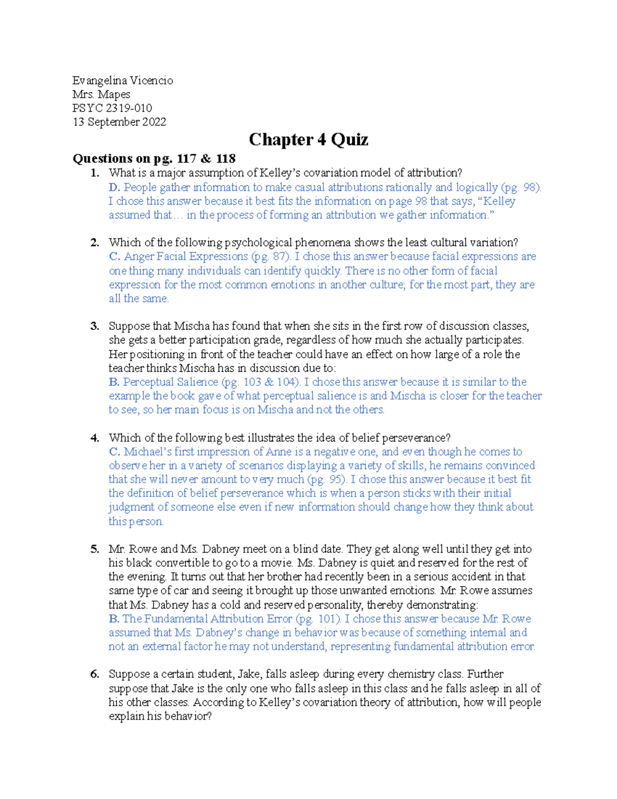 Chapter 4 Quiz - ... - Evangelina Vicencio Mrs. Mapes PSYC 2319- 13 ...