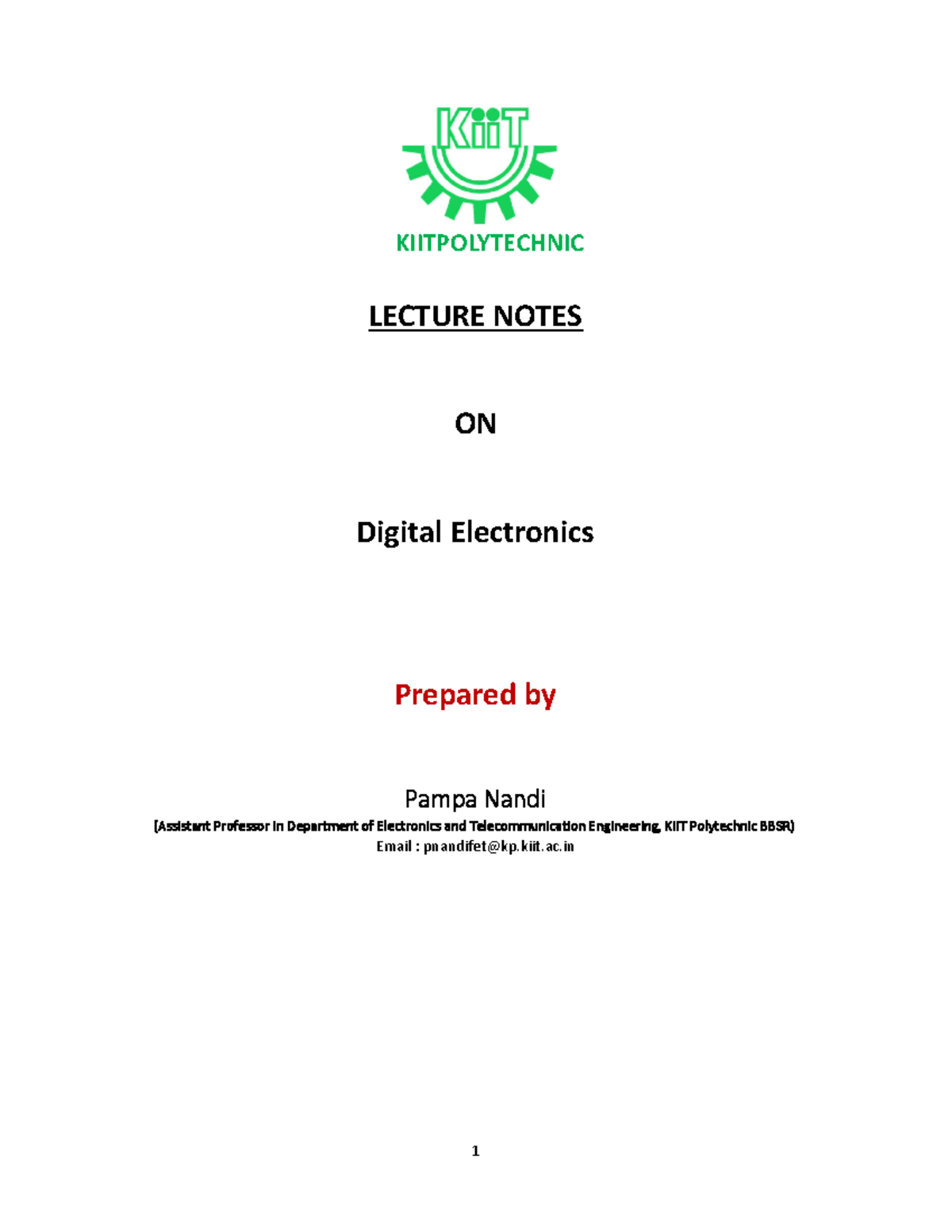 SM 3rd-Sem Cse Digital-Electronics - LECTURE NOTES ON Digital ...