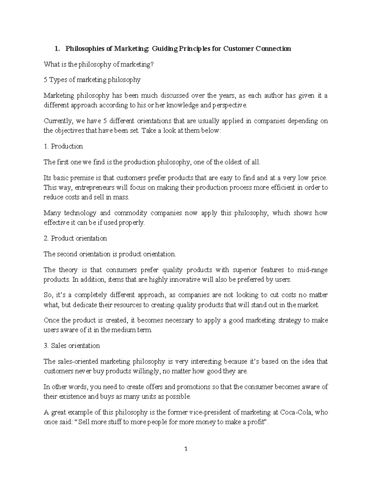 Philosophies of Marketing - 1. Philosophies of Marketing: Guiding ...