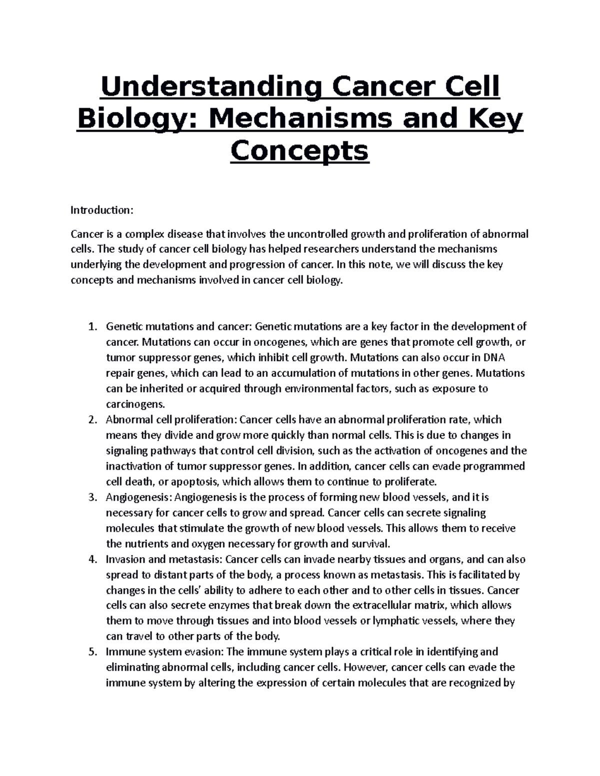 Cancer cell biology and its mechanisms - Understanding Cancer Cell ...