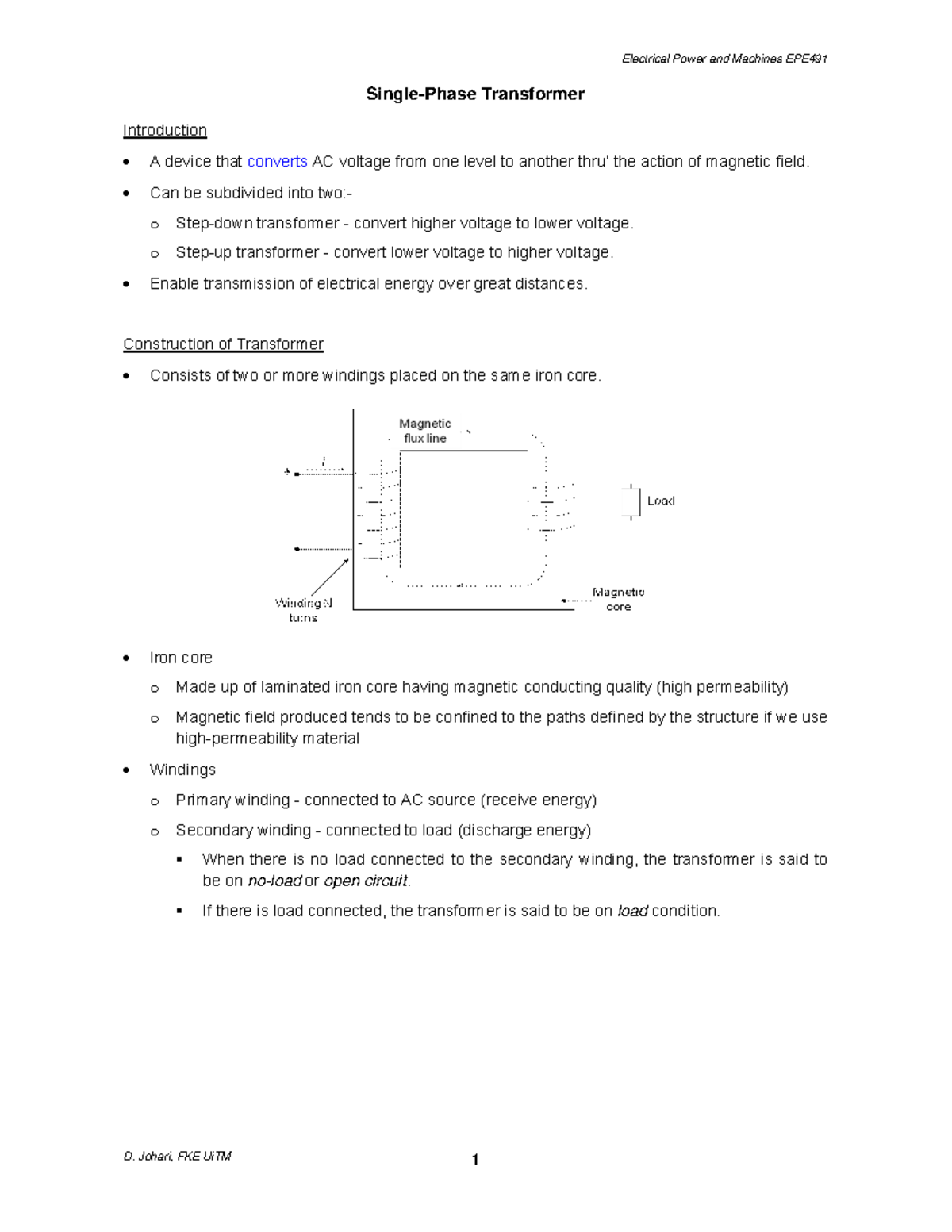 Single Phase Transformer - Single-Phase Transformer Introduction A ...