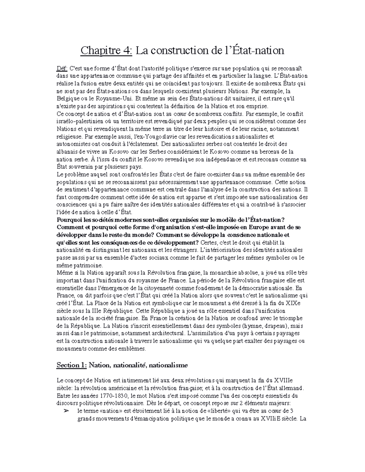 Cours science politique - Chapitre 4: La construction de l’État-nation ...