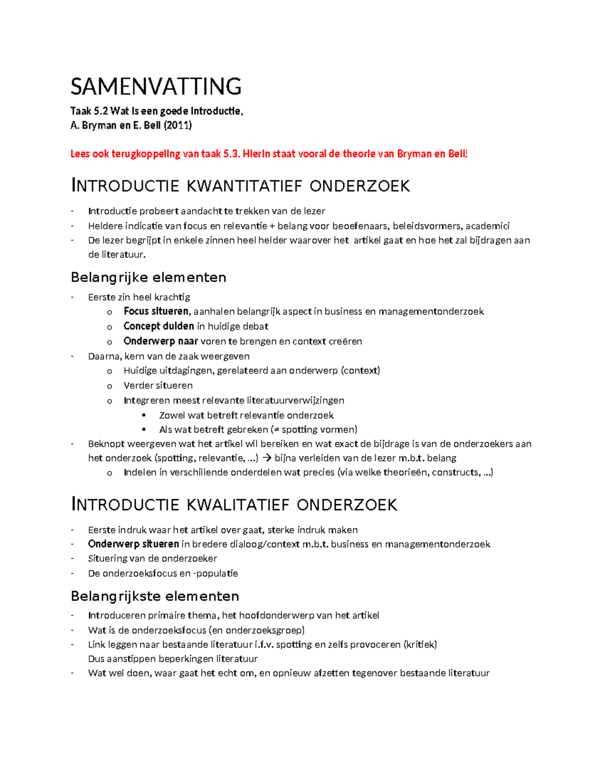 Taak 5.2 Wat is een goede introductie - SAMENVATTING Taak 5 Wat is een ...