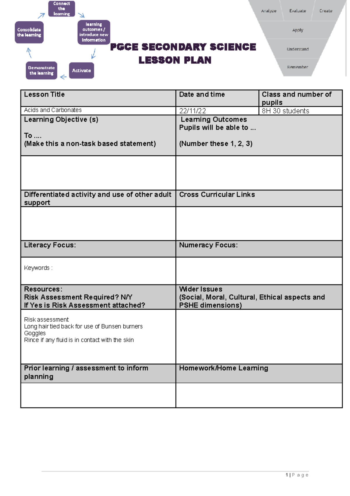 Acids and compound y8 - lesson materials - PGCE SECONDARY SCIENCE ...