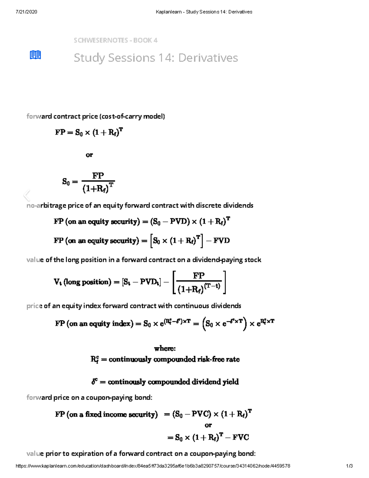Derivatives Formulas - 7/21/2020 Kaplanlearn - Study Sessions 14 ...